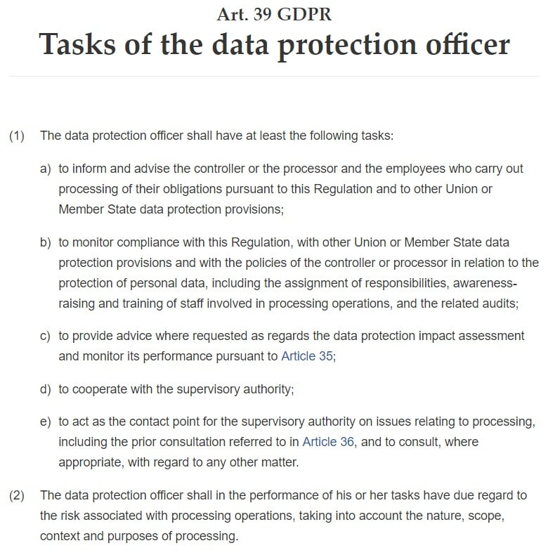GDPR Appointment of Data Protection Officer Letter - TermsFeed